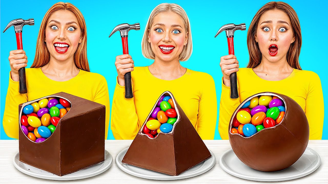 ज्यामितीय आकार भोजन चैलेंज | खाने योग्य लड़ाई Super Hyper DO - YouTube