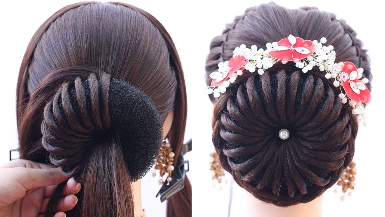 fantastic juda hairstyle for women | hairstyle for saree look ...
