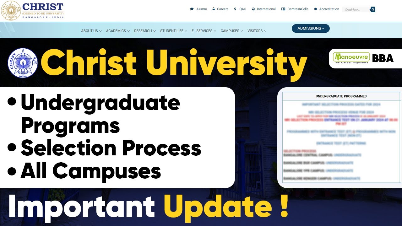 Christ University (CUET) 2024 - Important Update | Selection Process ...