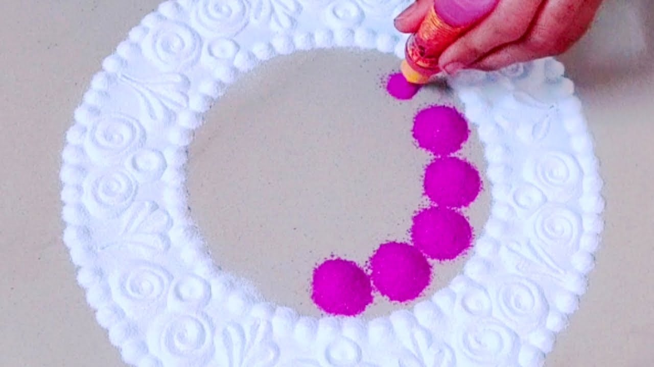 Big rangoli design | Beautiful rangoli design | Rangoli using bangles ...
