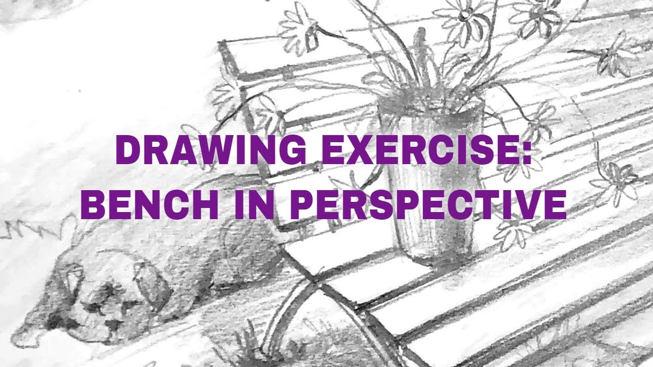 Drawing exercise: garden bench in perspective - video tutorial - YouTube