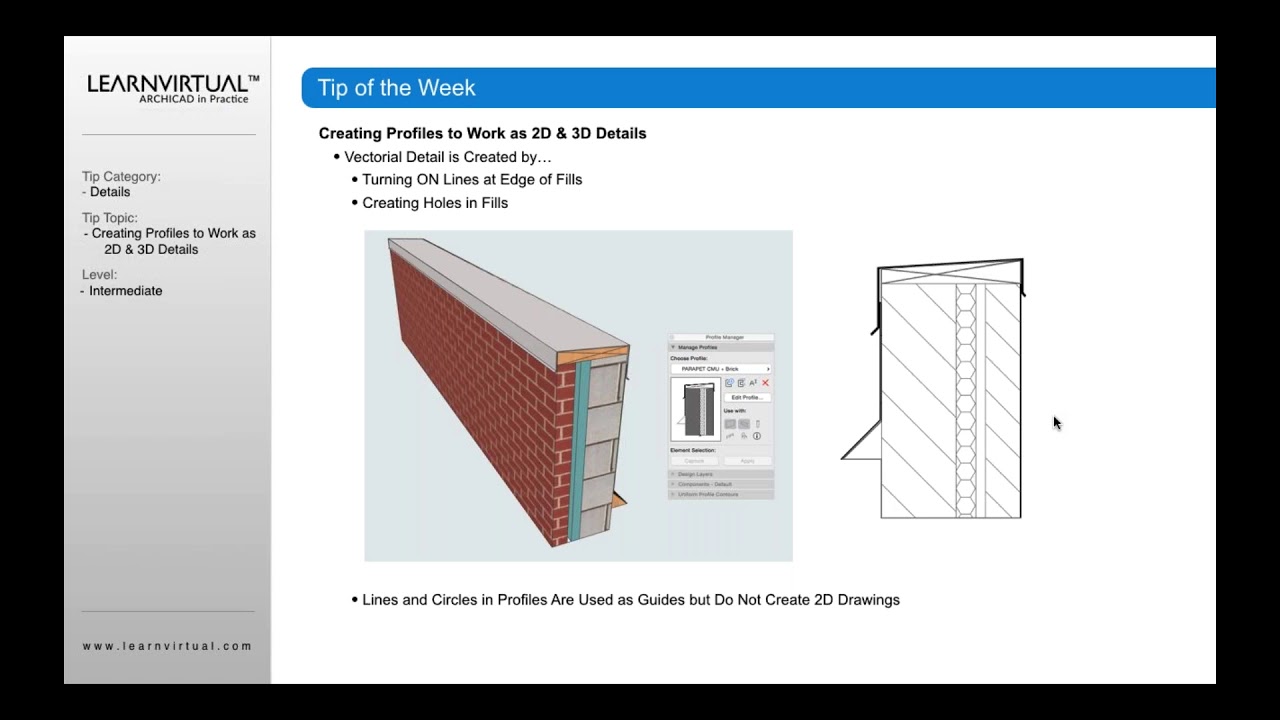 Creating Profiles in ARCHICAD to Work as 2D and 3D Details - YouTube