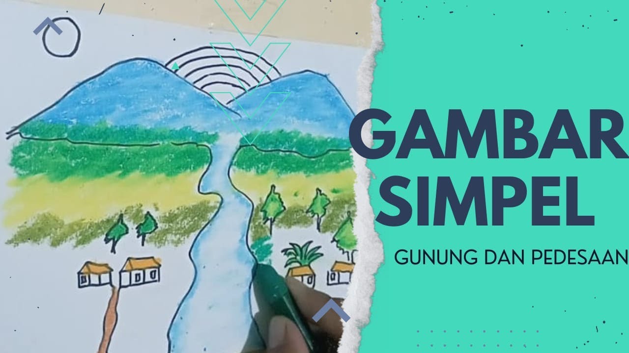 gambar simpel gunung dan pedesaan - YouTube