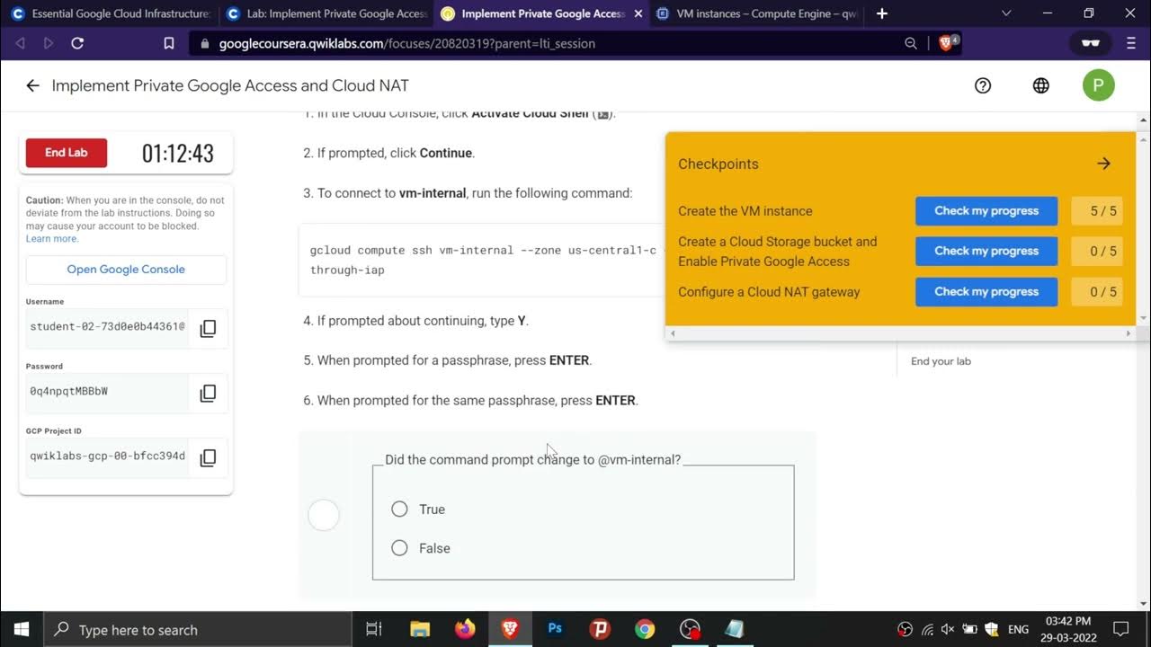 Implement Private Google Access and Cloud NAT | Google Cloud | Qwiklabs - YouTube