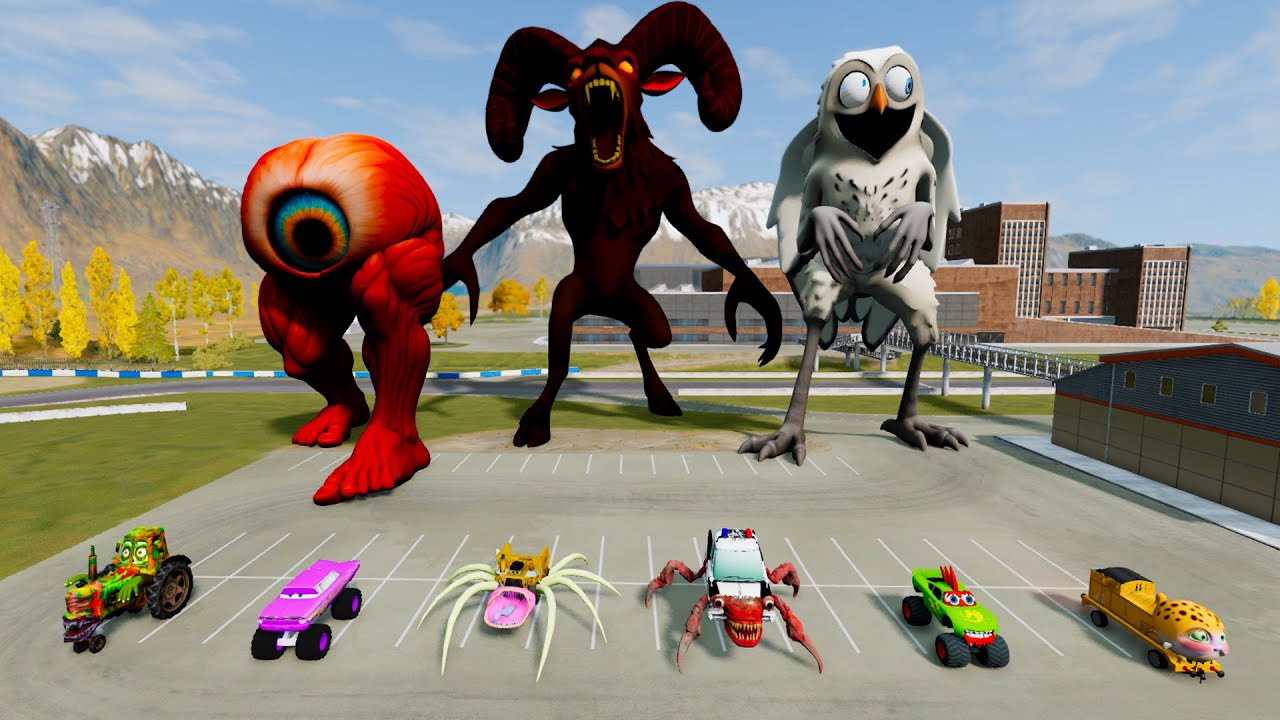 ALL MONSTERS Big & Small Cars with NEW ZOONOMALY EATER & CAR EATER ...