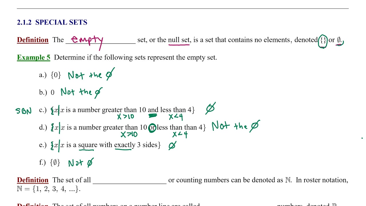 2.1.2 Special Sets - YouTube