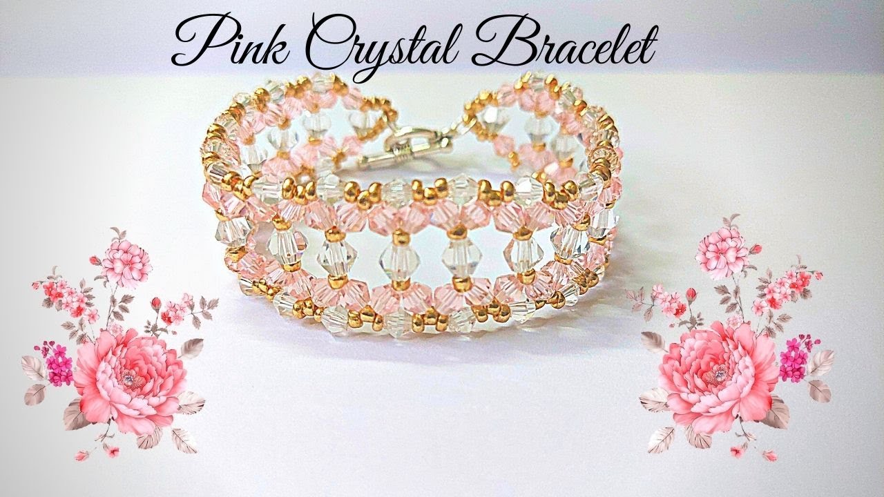 Pink Crystal Bracelet. DIY Crystal Bracelet. Beading Tutorials. Beaded Bracelet. - YouTube