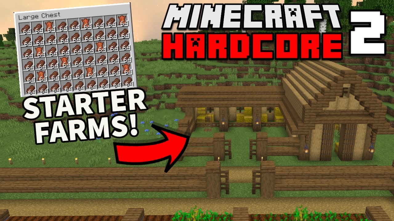 Building the Best Starter Farms in Hardcore MInecraft (2) - YouTube