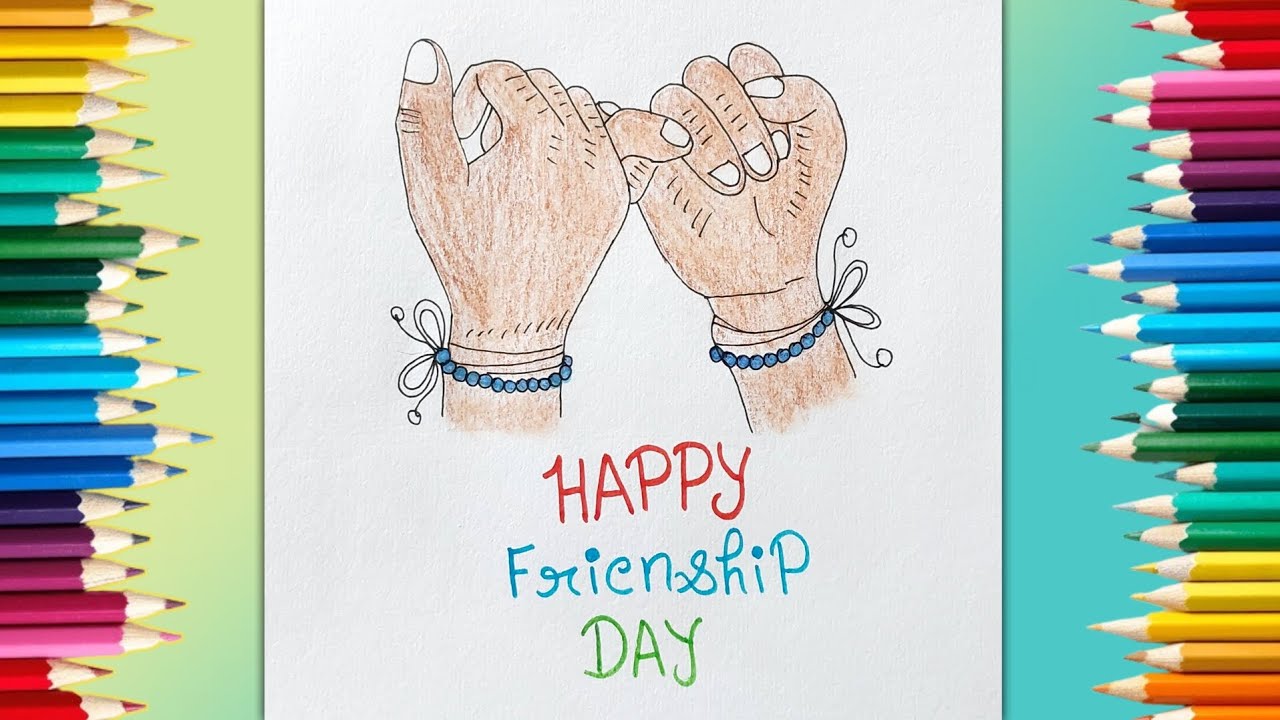 Friendship Day Drawing For Beginners || Happy Friendship Day Drawing ...