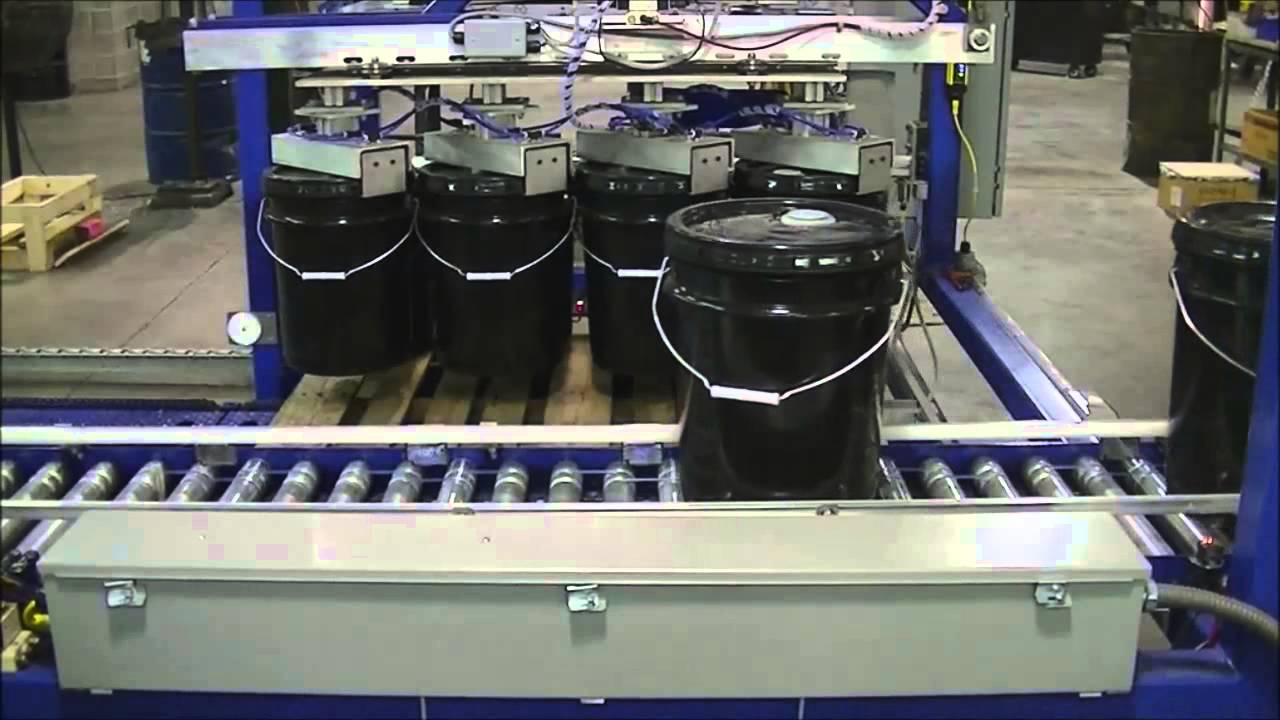 Pail Palletizer System - YouTube