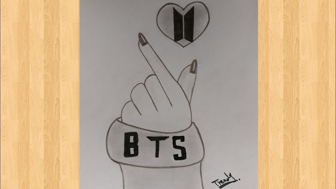 Korean Tumblr Heart Drawing | Easy BTS Drawing | BTS Army Drawing - YouTube