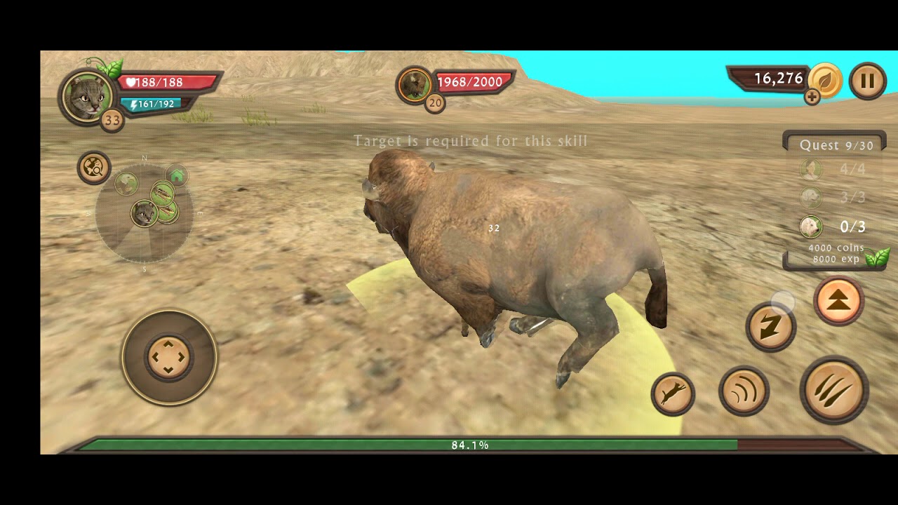 cat sim 🐈 gameplay killing bison desert bull - YouTube