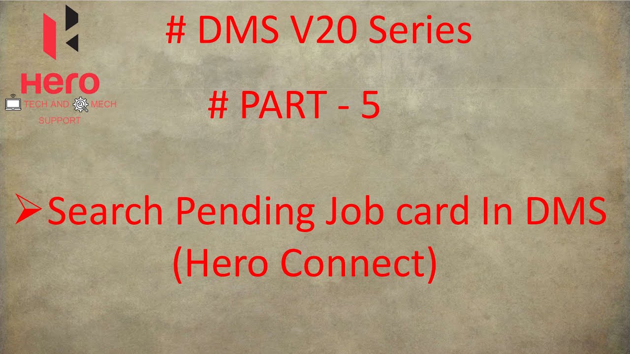 How to Search Pending Job card In DMS | #DMSV20Series | Part 5 - YouTube
