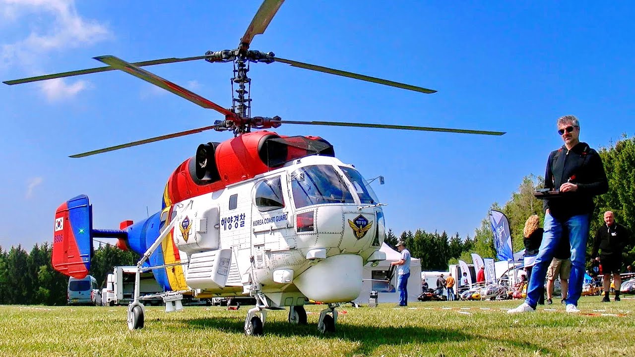 FASCINATING !!! KAMOV KA-32 RUSSIAN TRANSPORT RC SCALE MODEL ELECTRIC HELICOPTER / FLIGHT DEMO ...