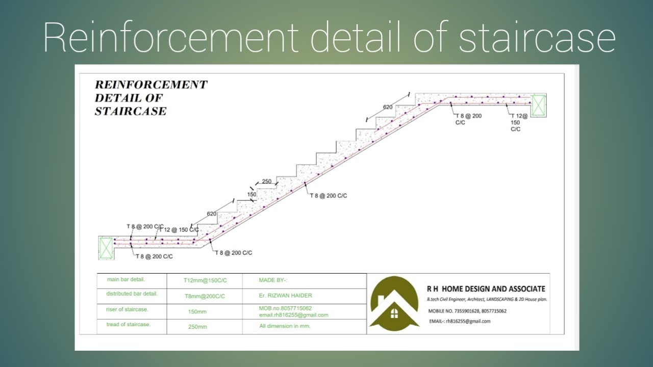 Reinforcement detail of staircase. staircase detail. - YouTube