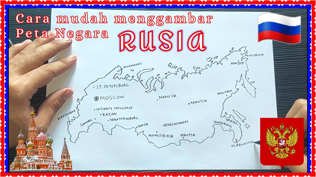 Cara menggambar PETA NEGARA RUSIA dengan mudah dan simple | HOW TO DRAW ...