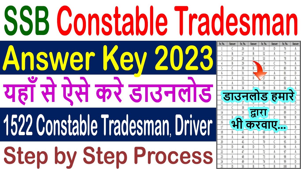 SSB Constable Tradesman Answer Key 2023 Kaise Download Kare || SSB ...