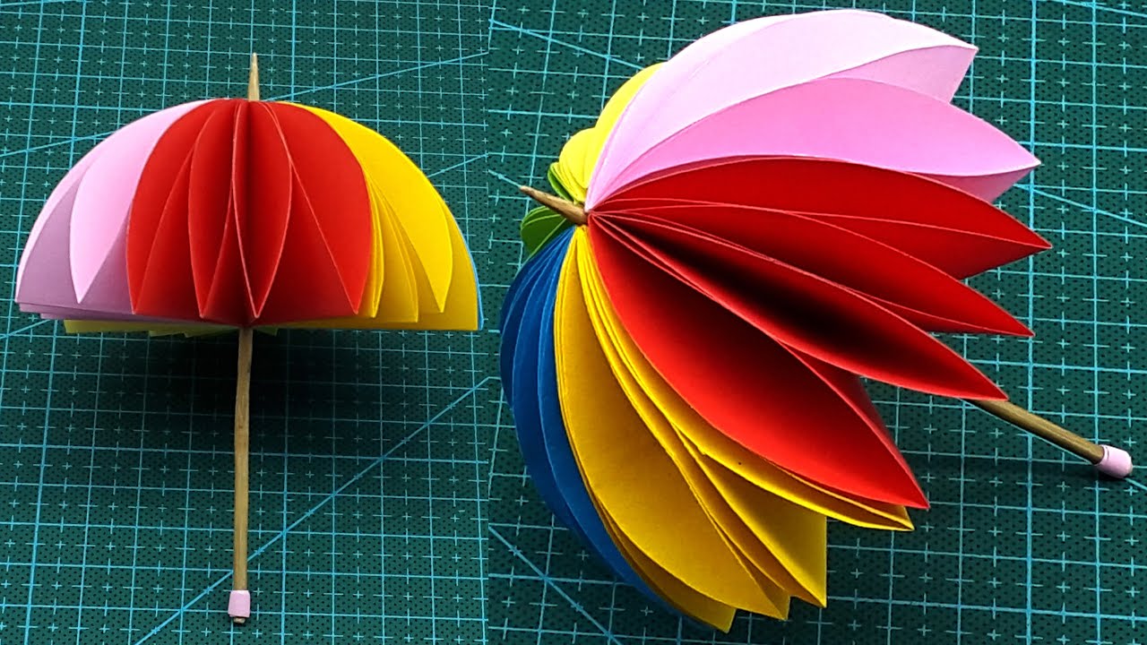 Easy Paper UMBRELLA - How to make a paper umbrella - Mini paper ...