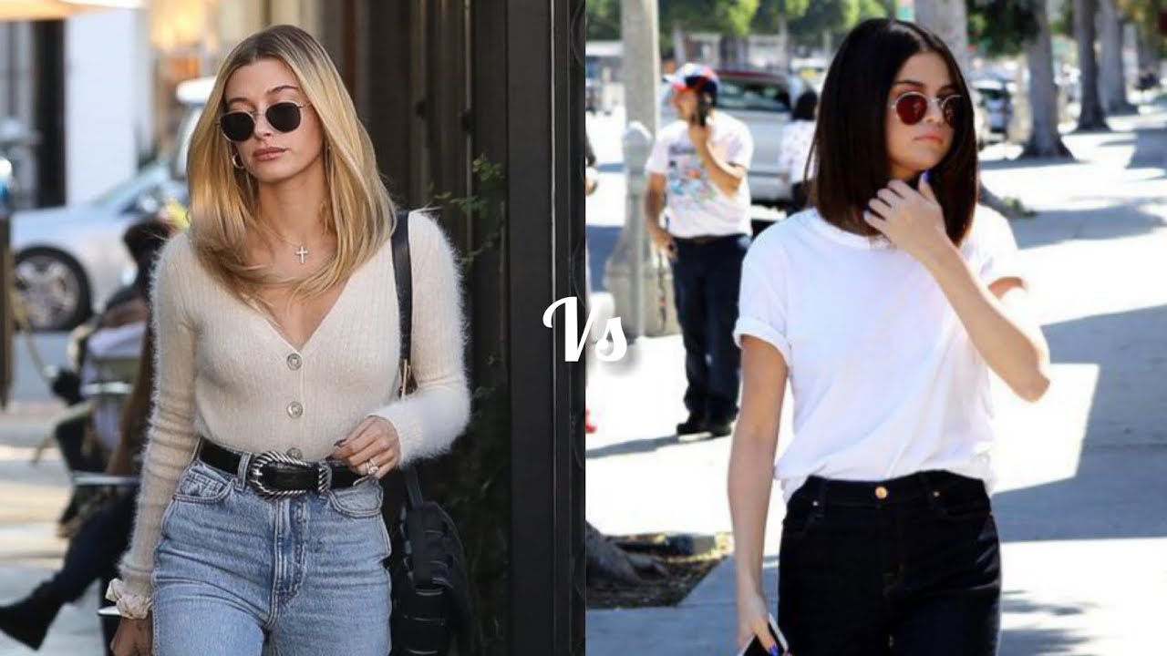 Selena vs Hailey street style comparison - YouTube