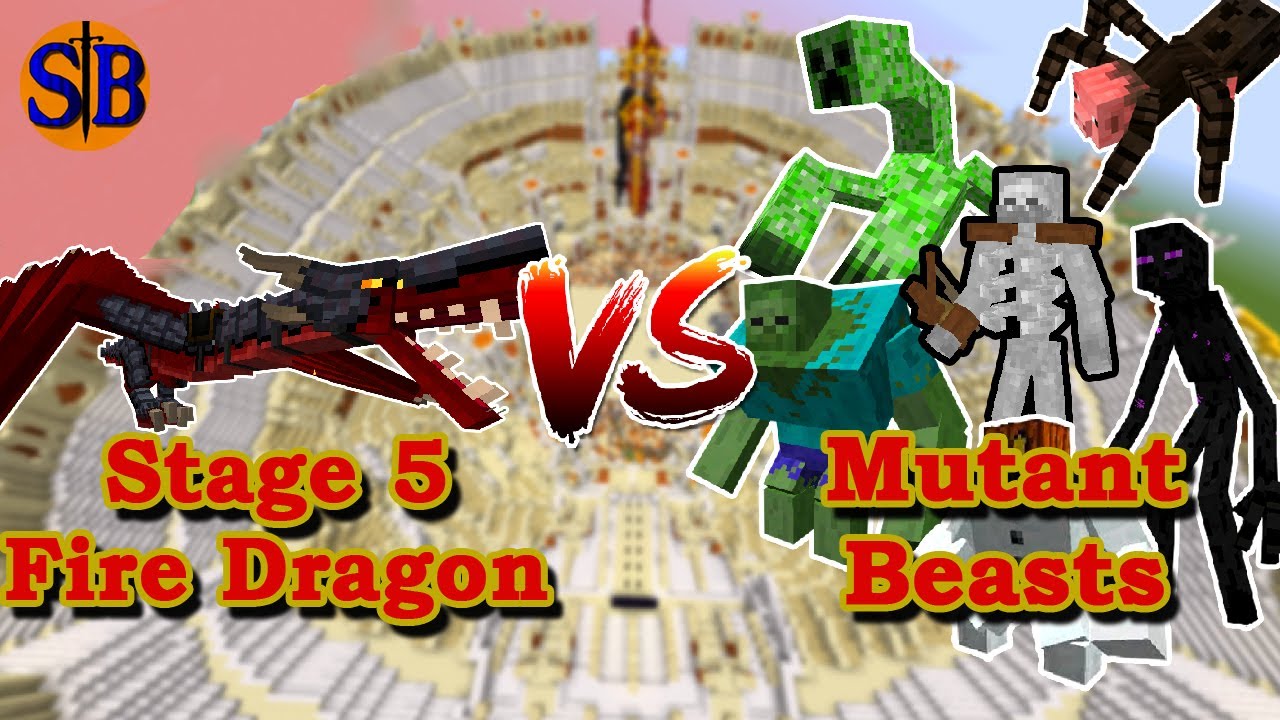 Stage 5 Fire Dragon (Ice and Fire) VS Mutant Monsters | Minecraft Mob ...