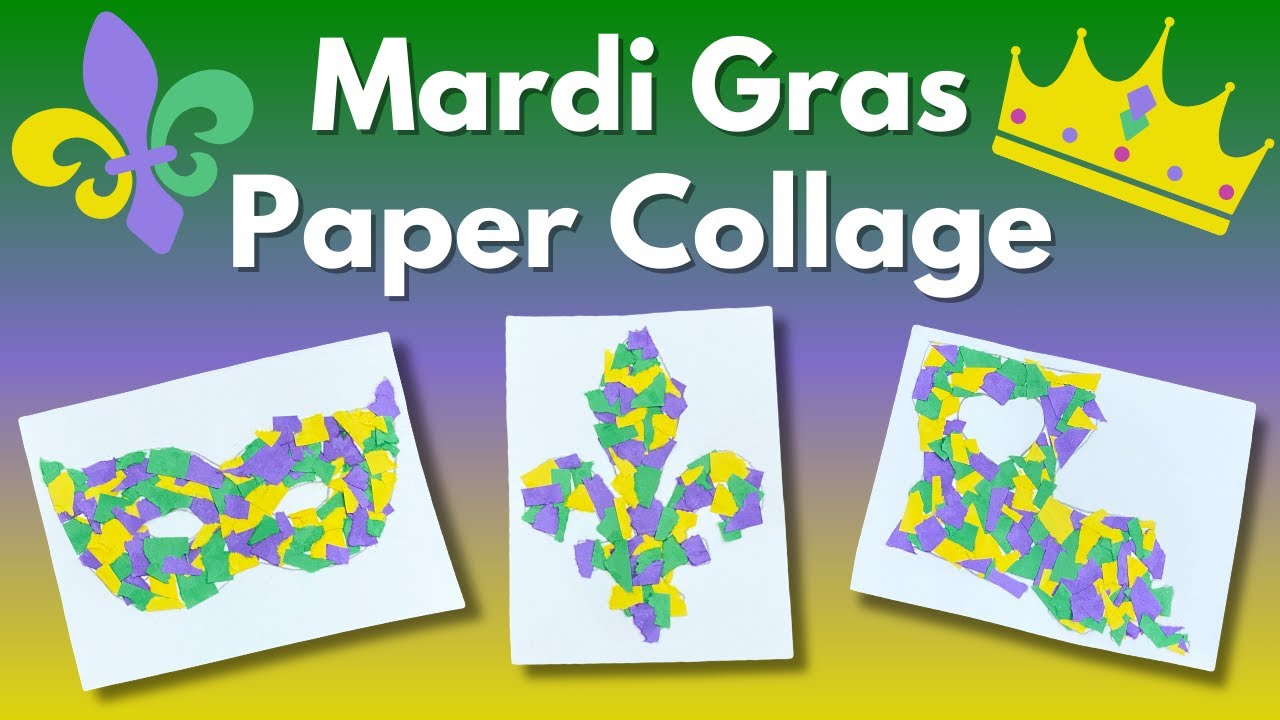 🎭 Mardi Gras Paper Collage DIY | Fun & Colorful Craft Idea 💜💛💚 - YouTube