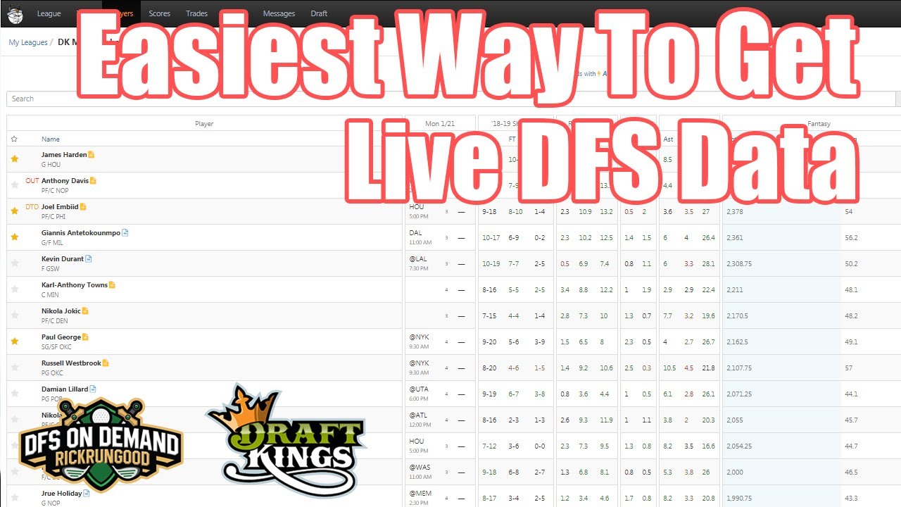 Easiest Way To Get Live DFS Stats - DraftKings & Fanduel - YouTube