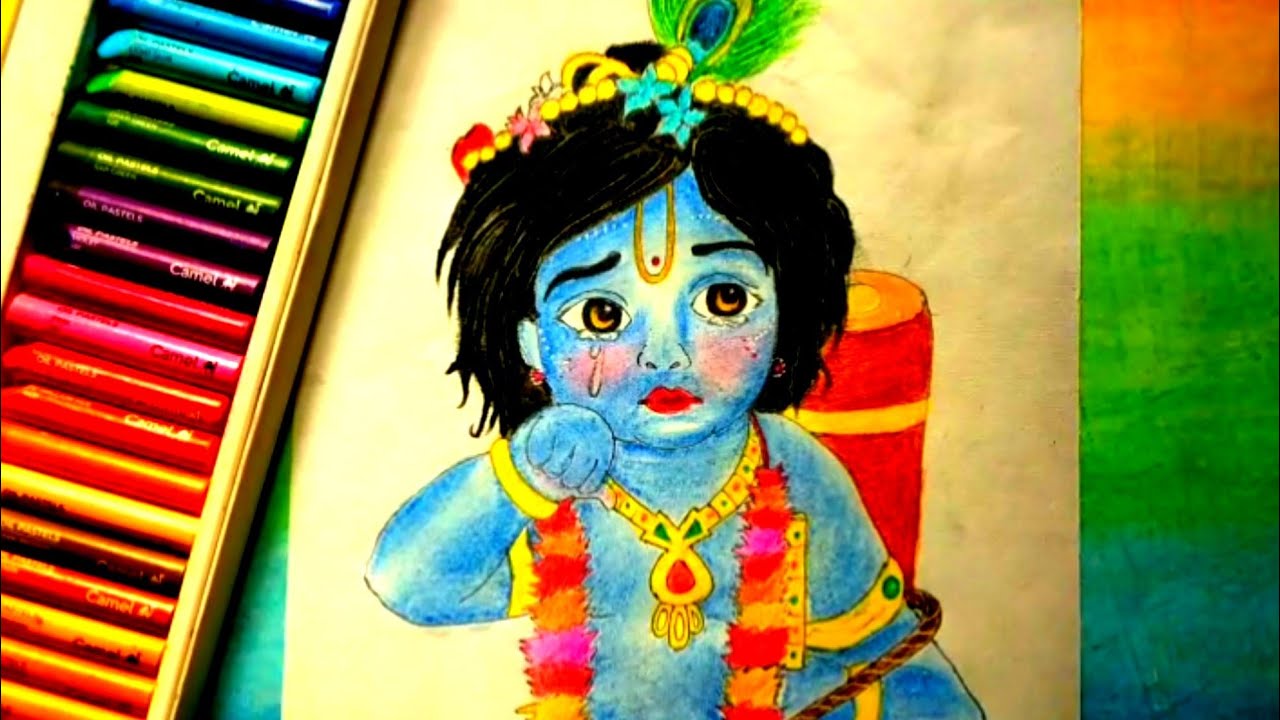 How to draw Laddu Gopal || Cute Bal Gopal Drowing || Little Krishna Ji ...