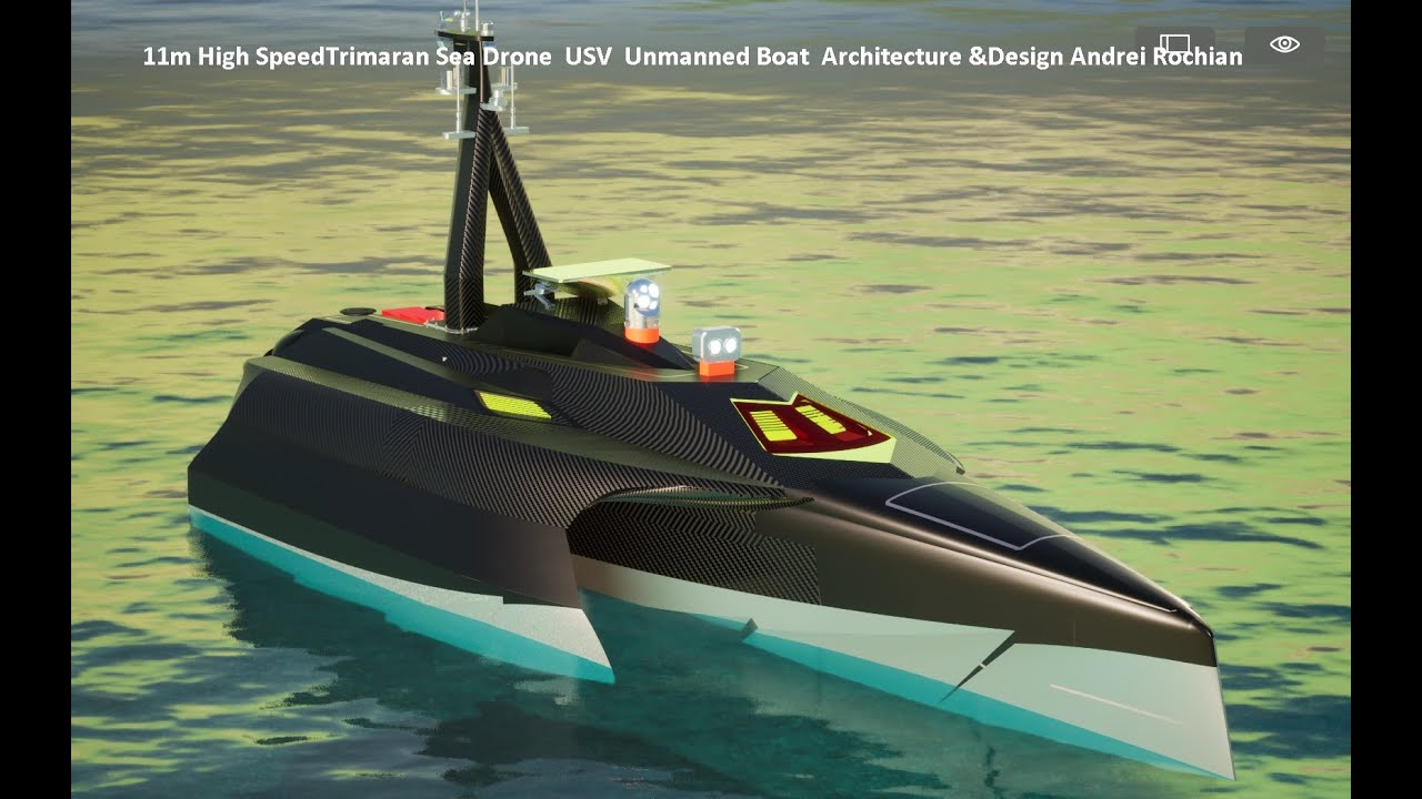 11m Active Foil Assisted Trimaran Drone Boat USV Unmanned Boat ...