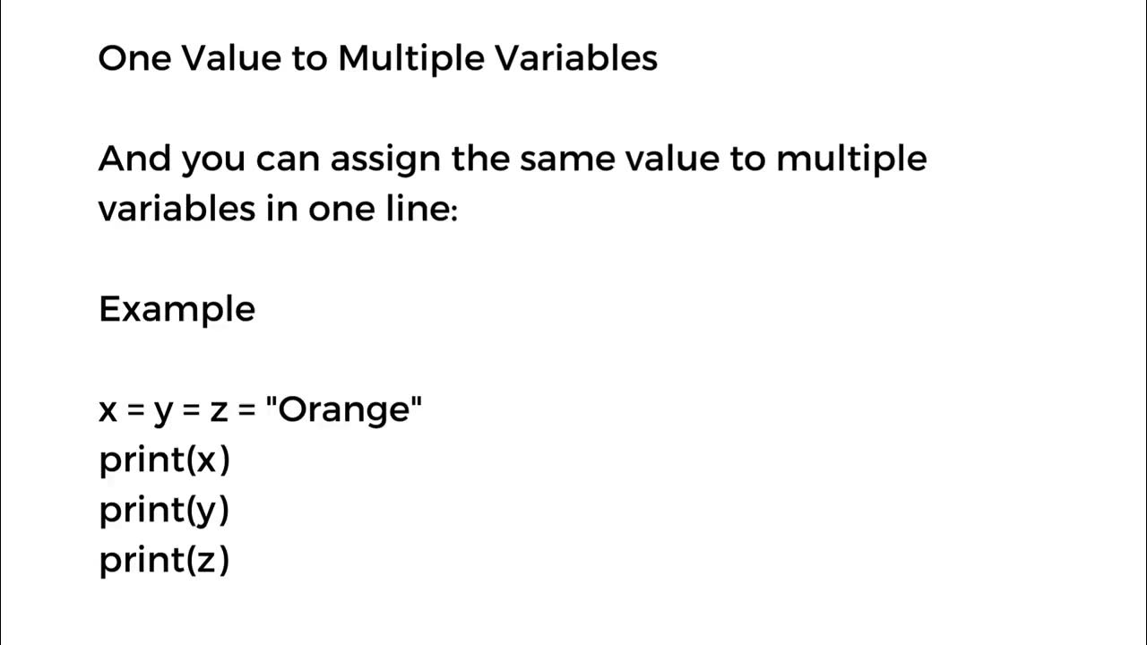 Assigning One Value To Multiple Variables Youtube