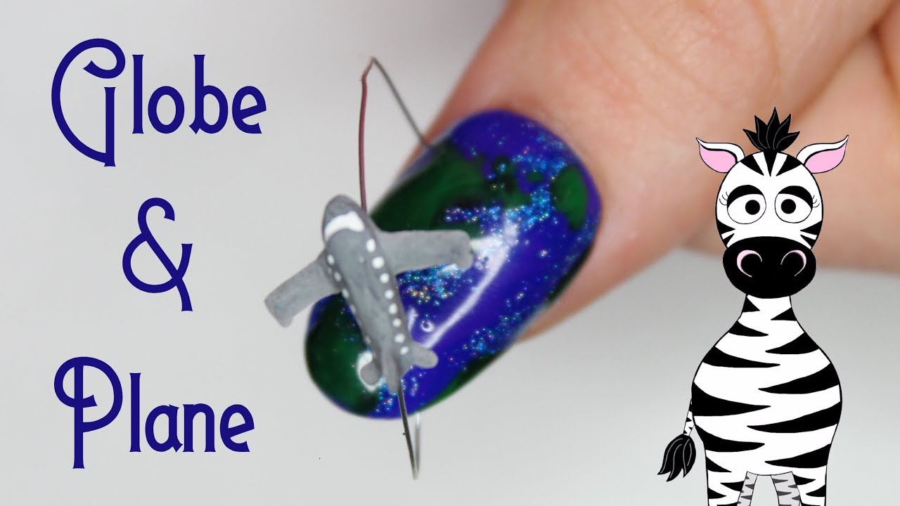 4D Airplane Flying Over Earth Acrylic Nail Art Tutorial | Madam Glam ...