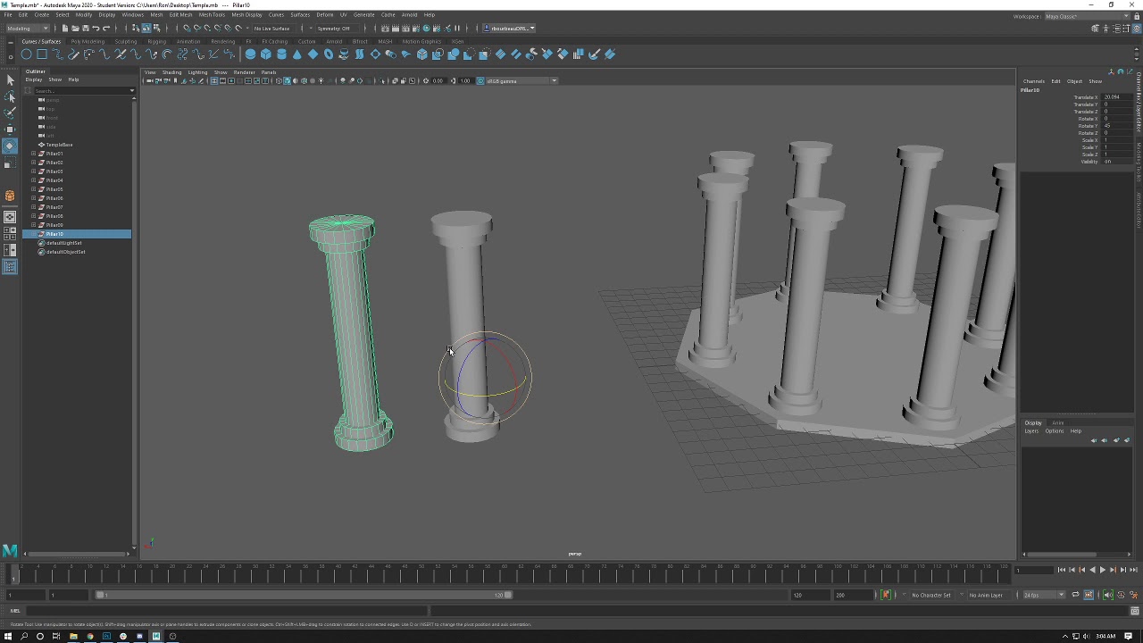 Introduction to Maya 06 - Primitive Temple Part II - YouTube