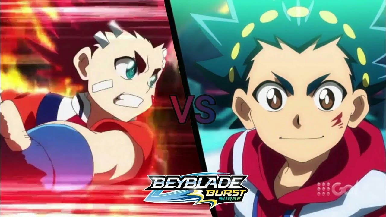 ¡La Batalla de Beyblade Valt Aoi Vs Beyblade Aiger Akabane! - YouTube
