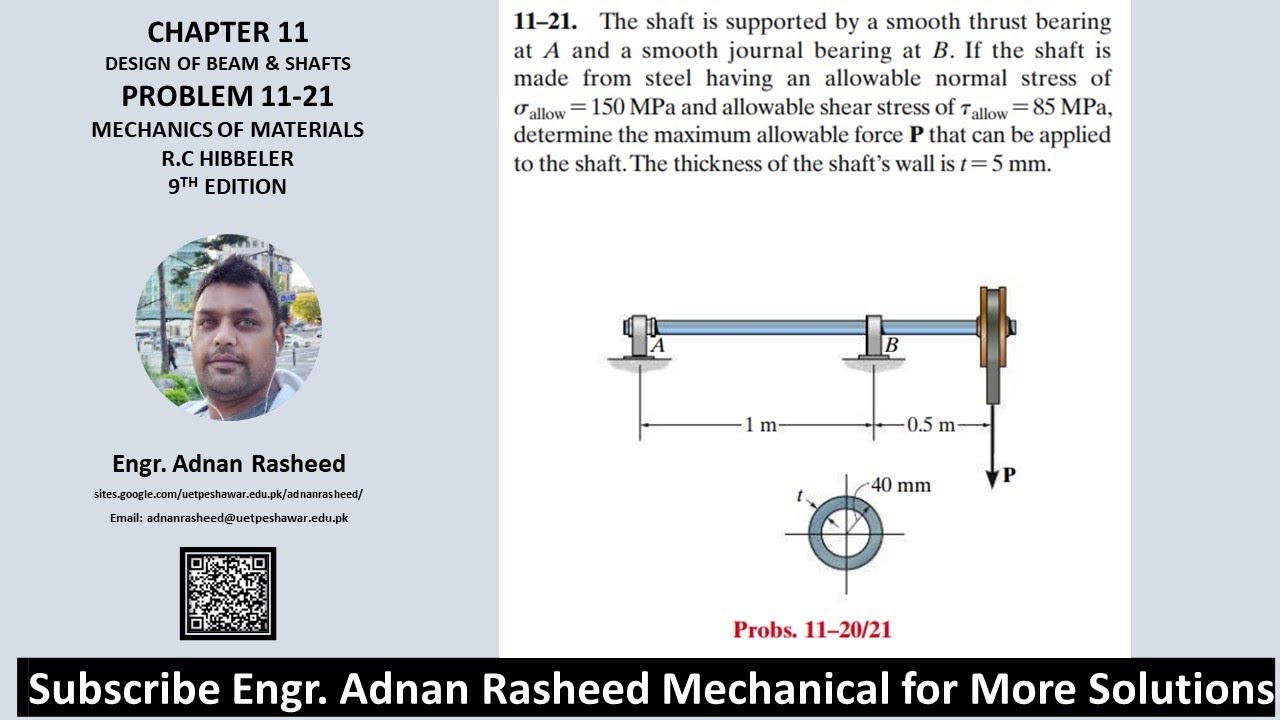 11-21 Determine maximum allowable force P can be applied to shaft ...