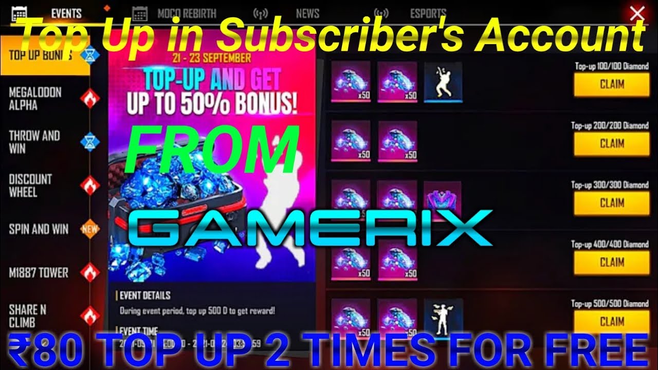 Top Up in Subscriber's ID For Free From ANNU GAMERS - Garena Free Fire ...