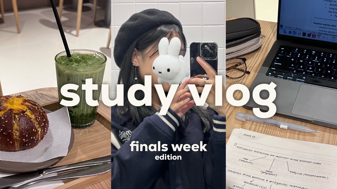 study vlog (finals week pt. 1) 🏸 9PM library nights, cafe study ...