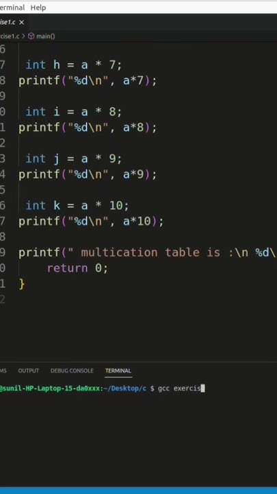 I made a multiplication table without using loop in c programming language #cprogramming # ...