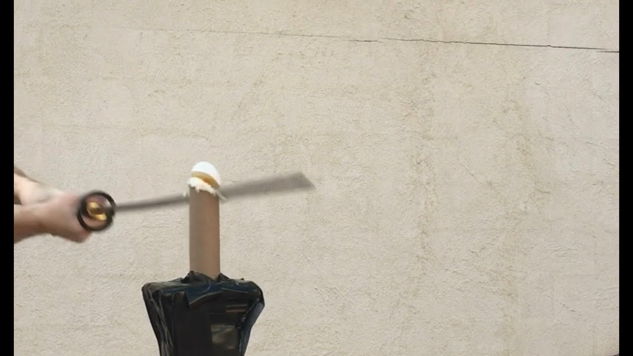 Cutting a HARD BOILED EGG with a Samurai Sword! - YouTube