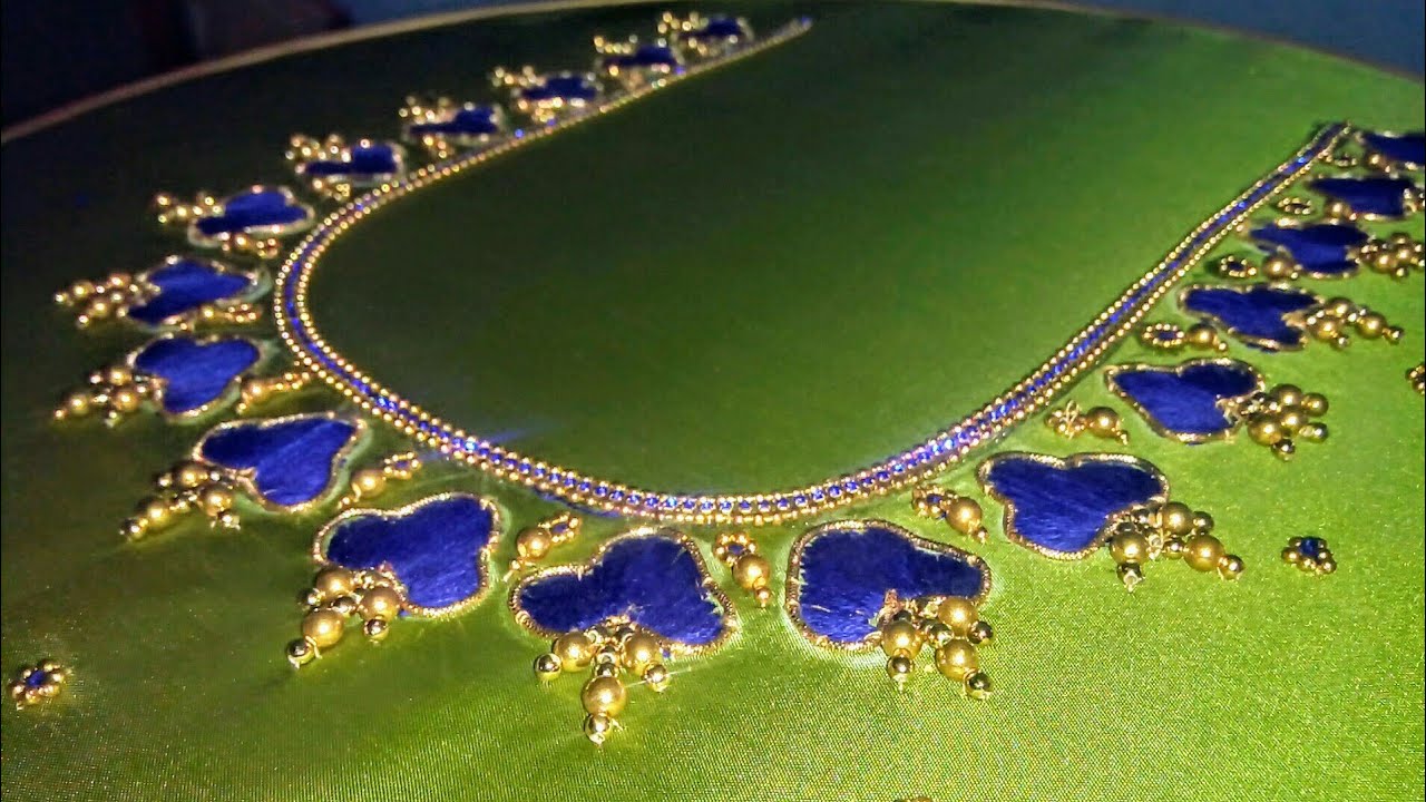 Aari thread work in normal needle stitch - YouTube