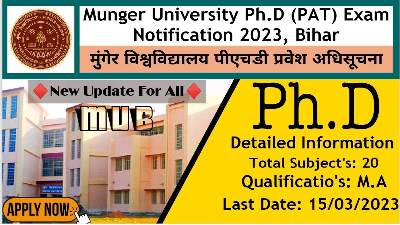 Munger University PhD Admission Notification 2023 Phd Detailed ...