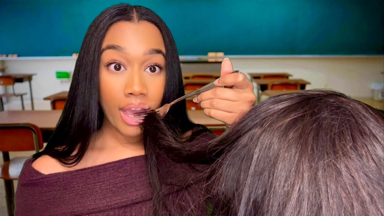 ASMR Girl In The Back Of The Class Eats Your Hair 💆‍♀️😋 ASMR Hair Play ...