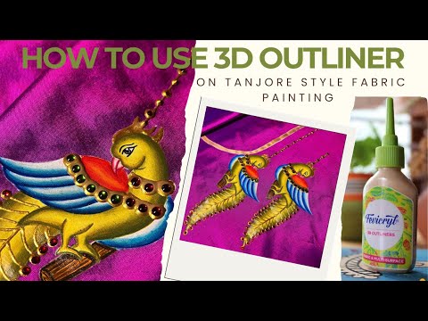 How to use 3D outliner on Fabric Painting | How to stick stones using ...