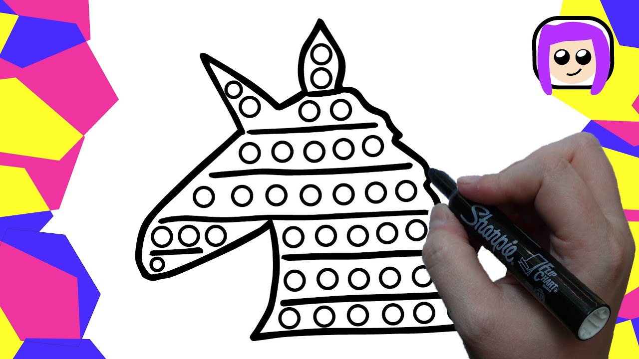 How to Draw a Unicorn Pop It Fidget Easy | Rainbow Unicorn Fidget ...