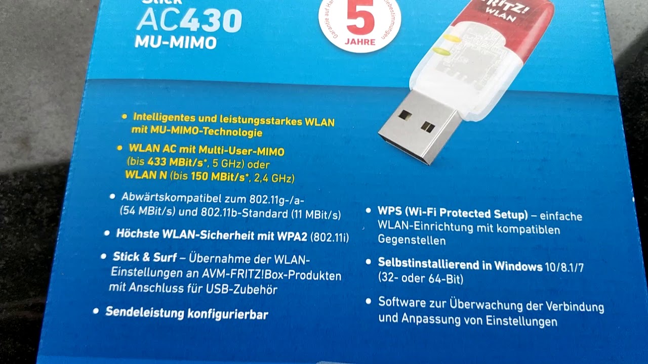 AVM FRITZ!WLAN Stick AC 430 MU-MIMO - YouTube