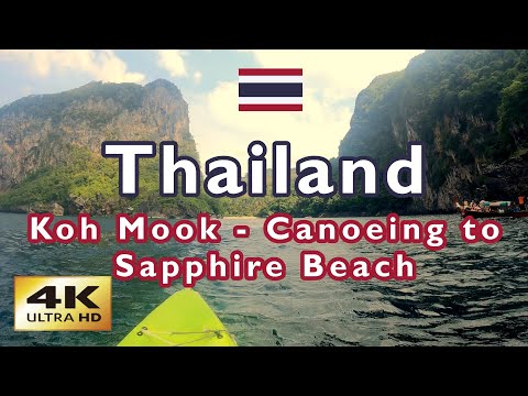 【4K】 Koh Mook 🇹🇭 Thailand - Canoeing from Emerald Cave to Sapphire / Sabai Beach