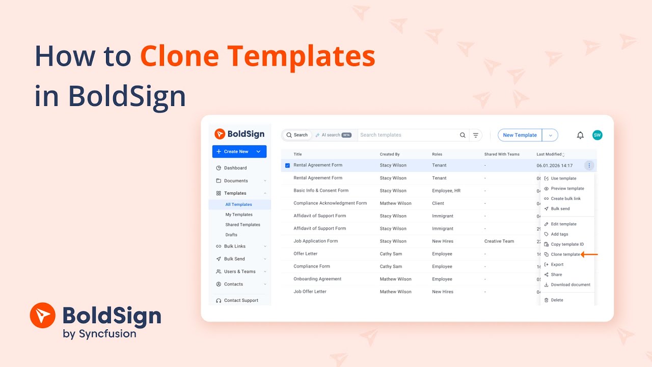 How to Clone Templates in BoldSign - YouTube