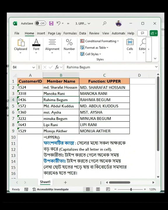 How to use the UPPER Function in EXCEL? - YouTube