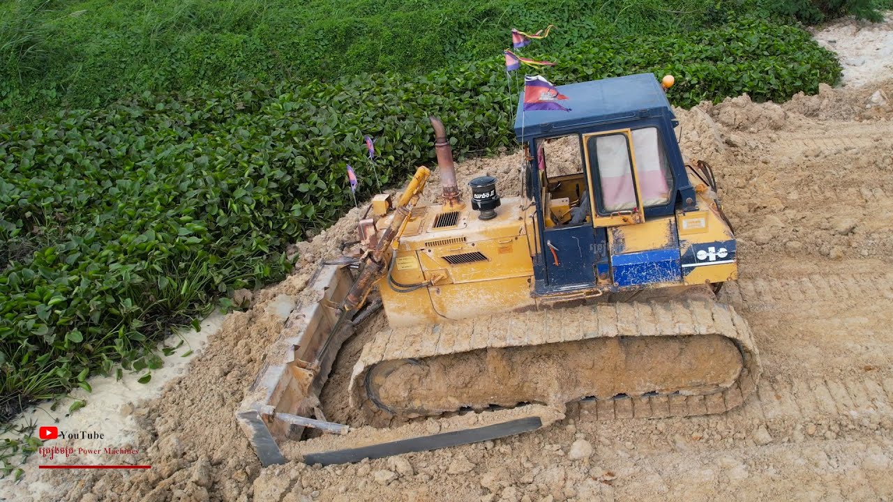 Komatsu Dozer Pushing Dirt Extreme Machine Activities Fast Working With ...