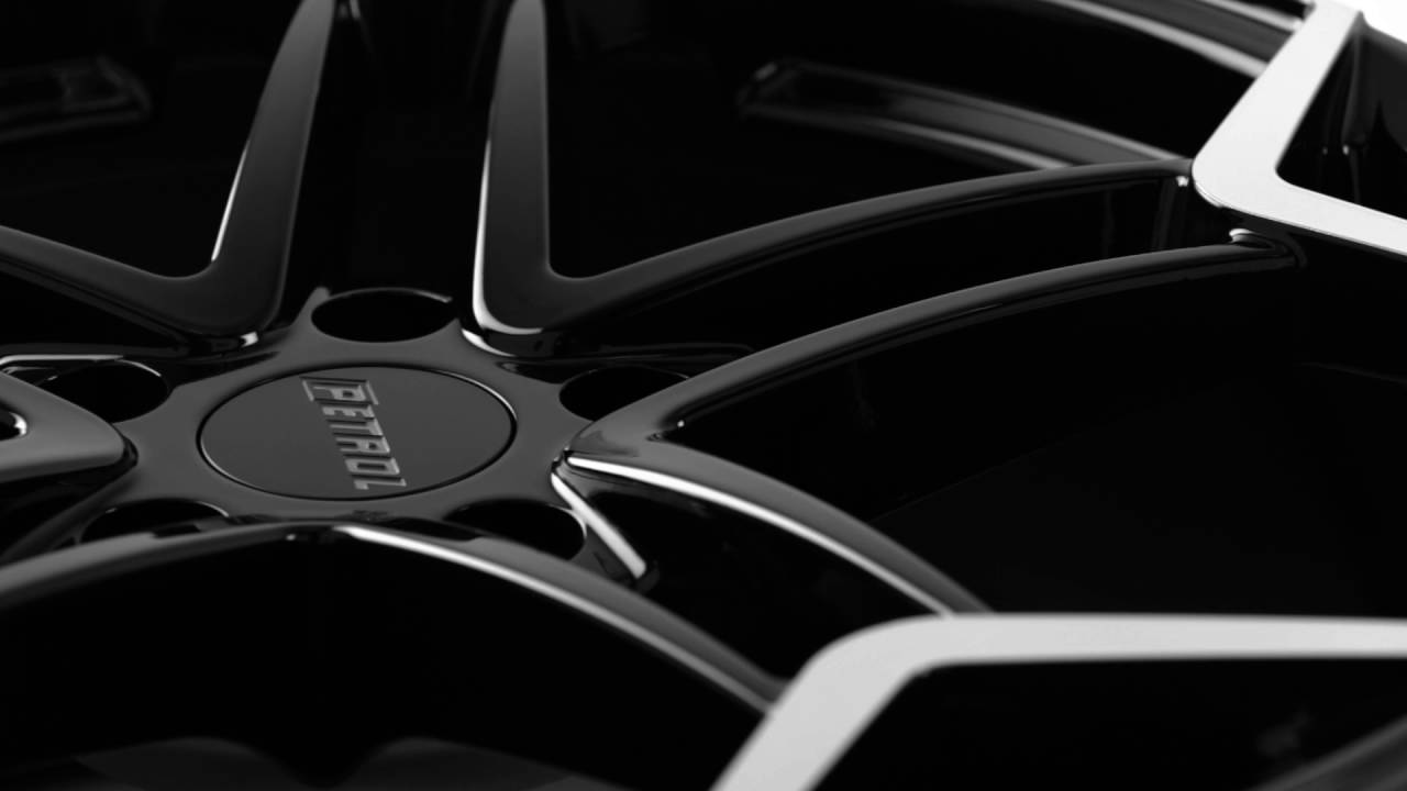 Petrol Wheels P1A Gloss Black W Machine Cut Face - YouTube