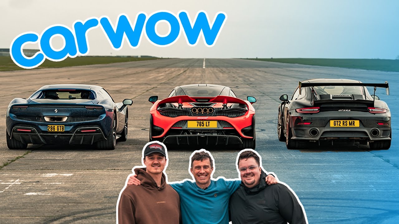 EPIC Supercar Drag Race with CarWow | GT2RS vs 296GTB vs 765LT! - YouTube