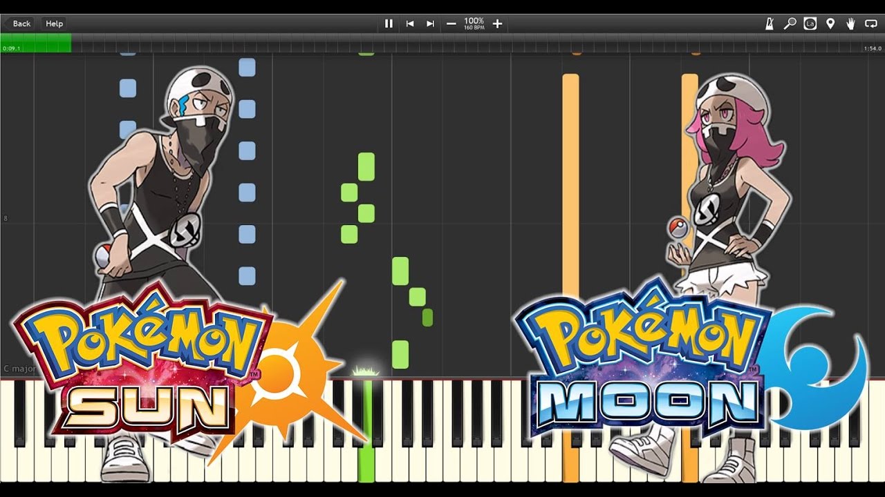 Pokemon Sun & Moon - Team Skull Battle Theme (Piano Synthesia) - YouTube